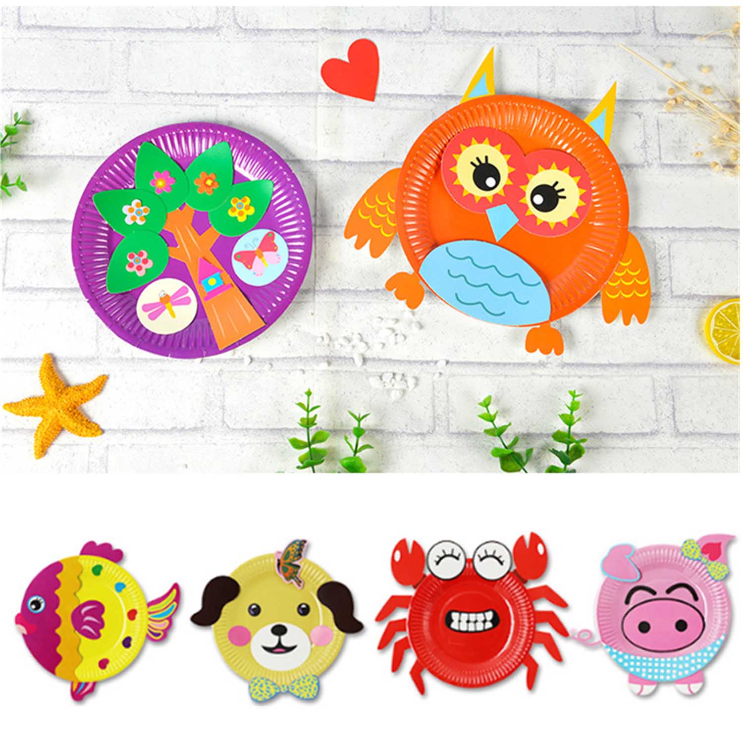 Animal Cartoon Paper Plate Drawing DIY Handmade Cr... – Vicedeal