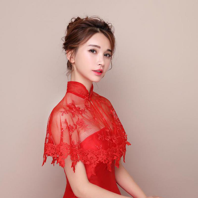 Red Vintage Bridal Lace Jacket Wraps Wedding Party... – Vicedeal