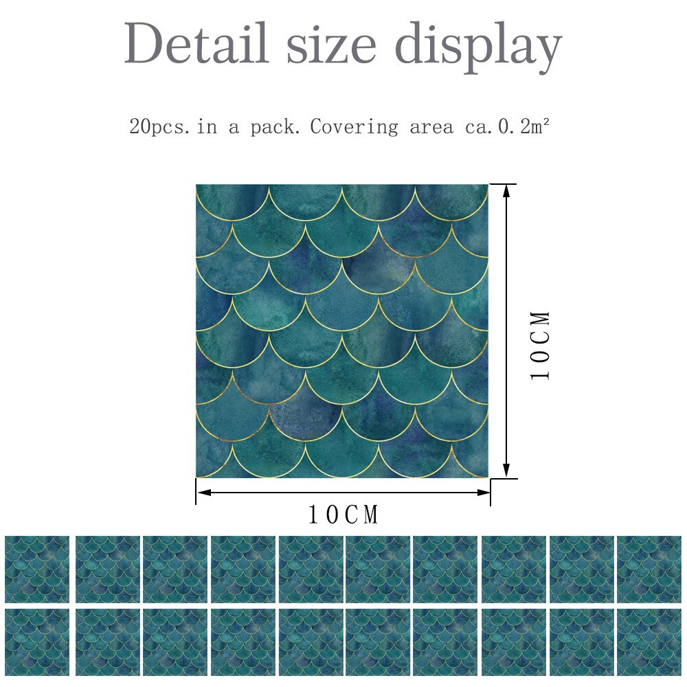 fish scale pattern waterproof bathroom Tile sticke... – Grandado