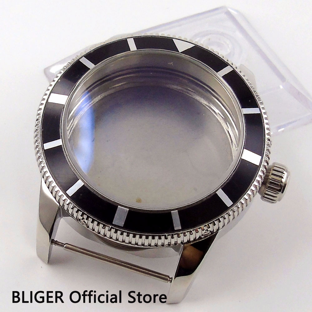 BLIGER 46MM Stainless Steel Watch Case Black Rotat... – Grandado