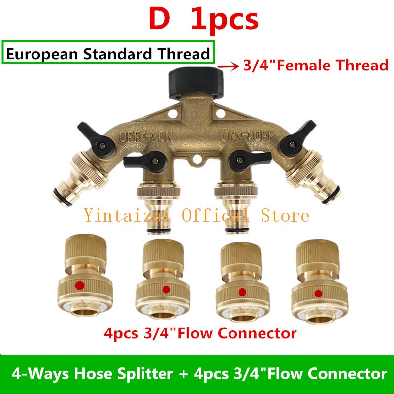 4 Way Brass Tap Adaptor Hose Valve Manifold Hose S... – Vicedeal