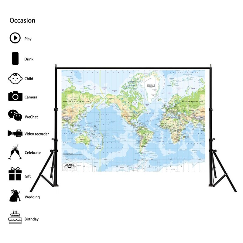 59*42cm Map of The World Unframed Canvas Painting ... – Grandado