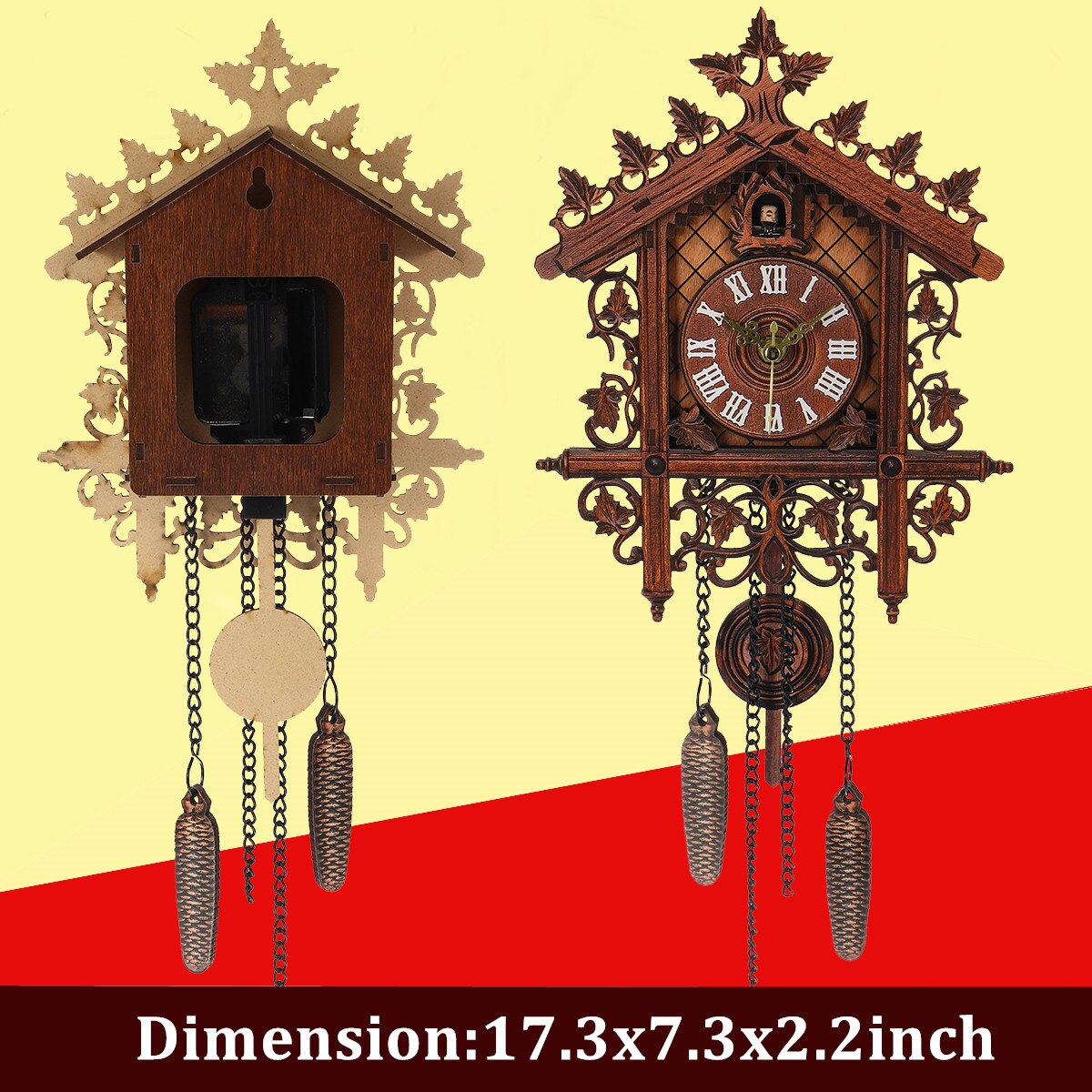 Vintage Handcraft Wood Cuckoo Wall Clock Tree Hous... – Grandado