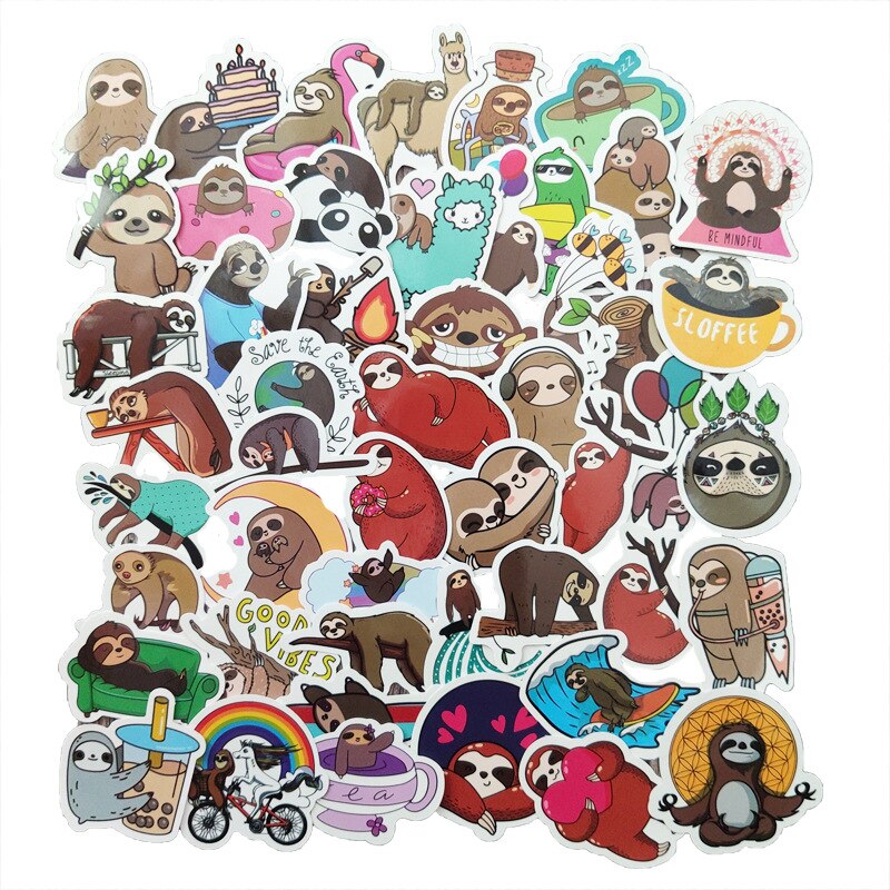 10/50PCS Not Repeating Cute Sloth Waterproof Stati... – Grandado