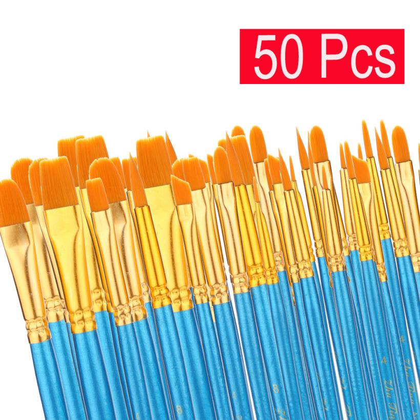 Acrylic Paint Brush Set 5 Packs/50 Pcs Nylon Hair ... – Vicedeal