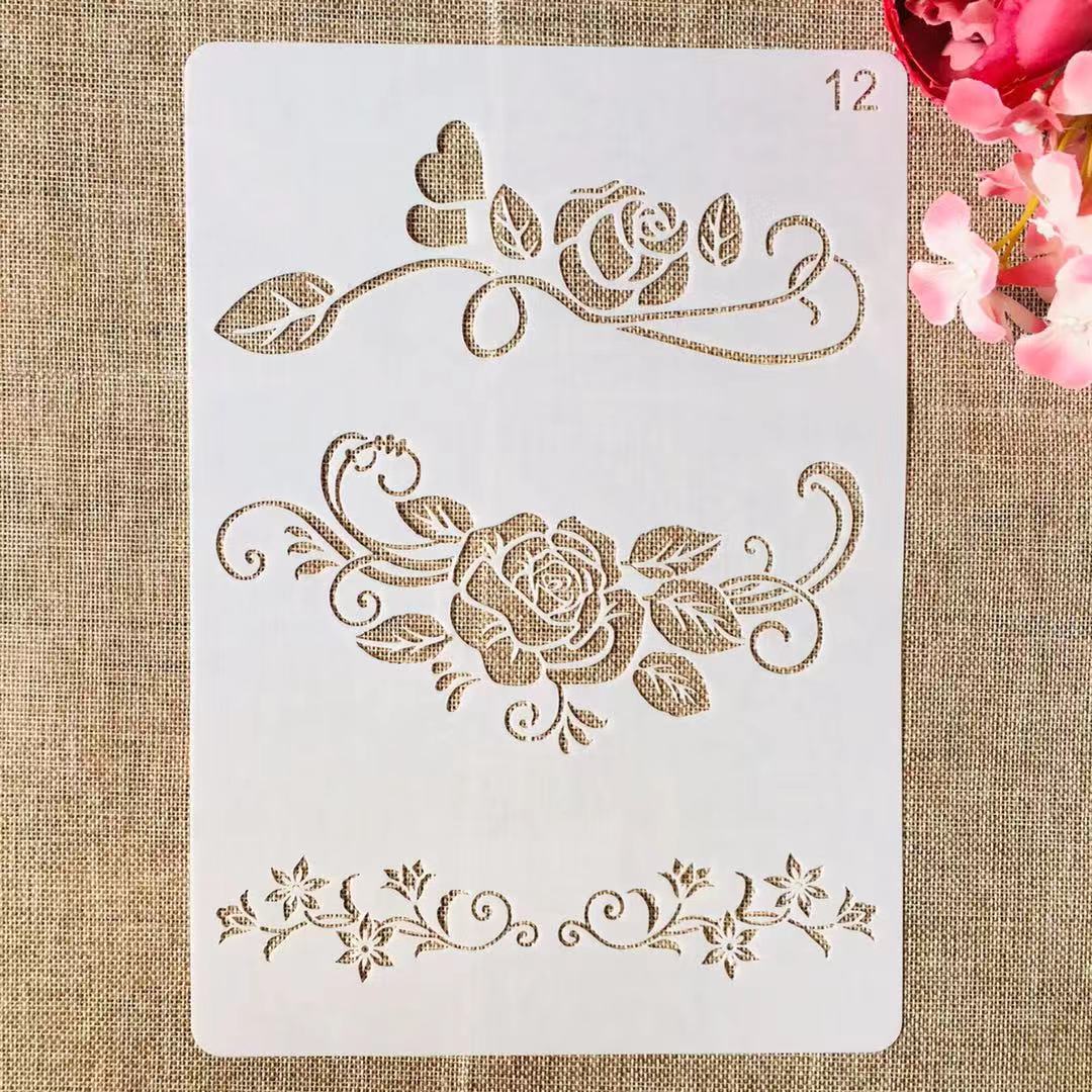 1Pcs A4 29cm Rose Flower Edge DIY Layering Stencil... – Vicedeal
