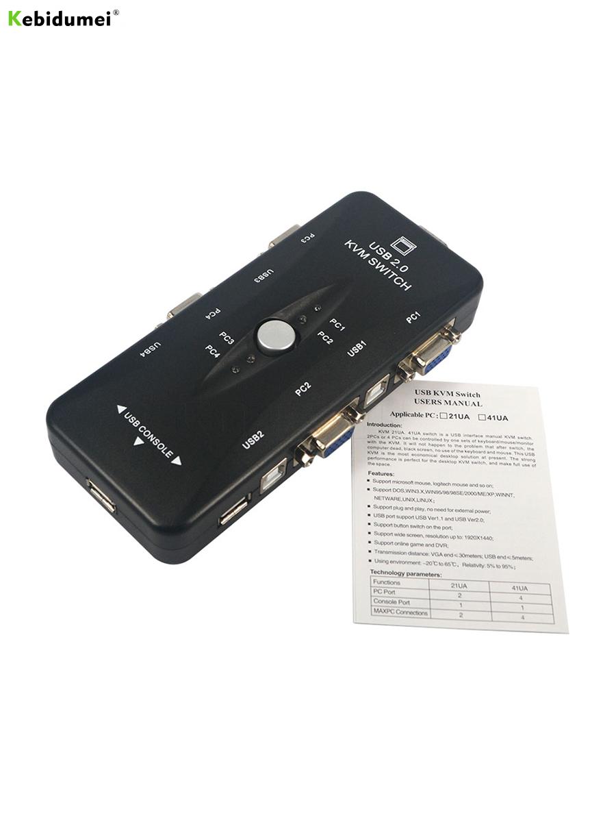 Kebidumei Portable USB KVM 4 Ports Selector VGA Pr... – Grandado
