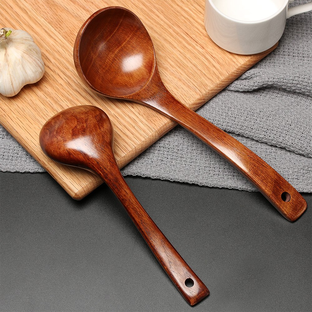 Natural Wooden Large Soup Scoops Long Handle Cooki... – Grandado