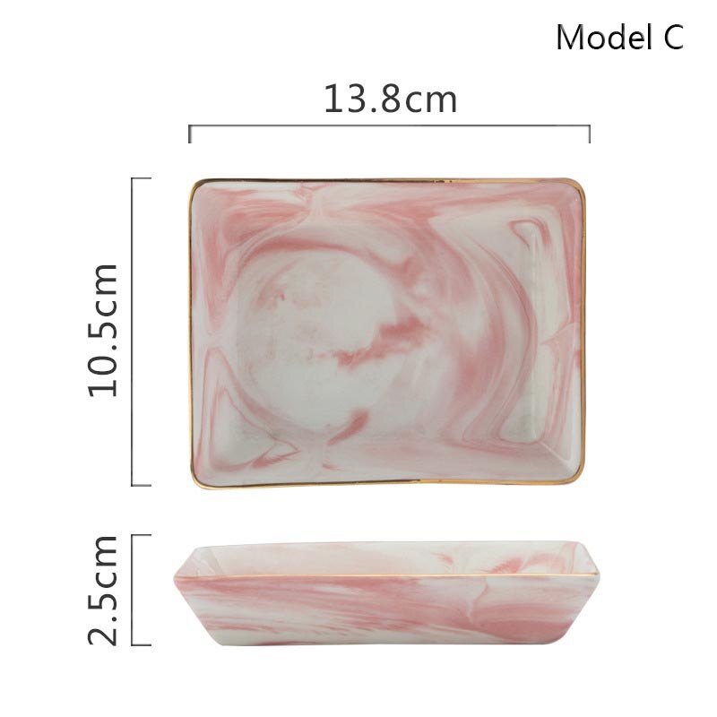 Rosa nordisk stil keramisk tallrik oval rektangel ... – Grandado