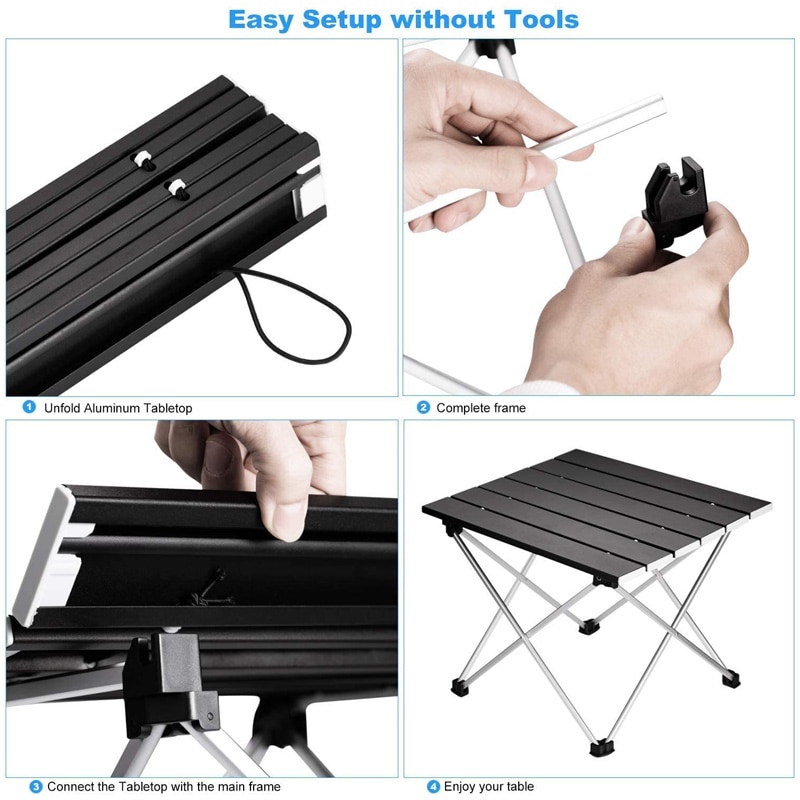 Folding Camping Table, Portable Aluminum Camp Tabl... – Grandado