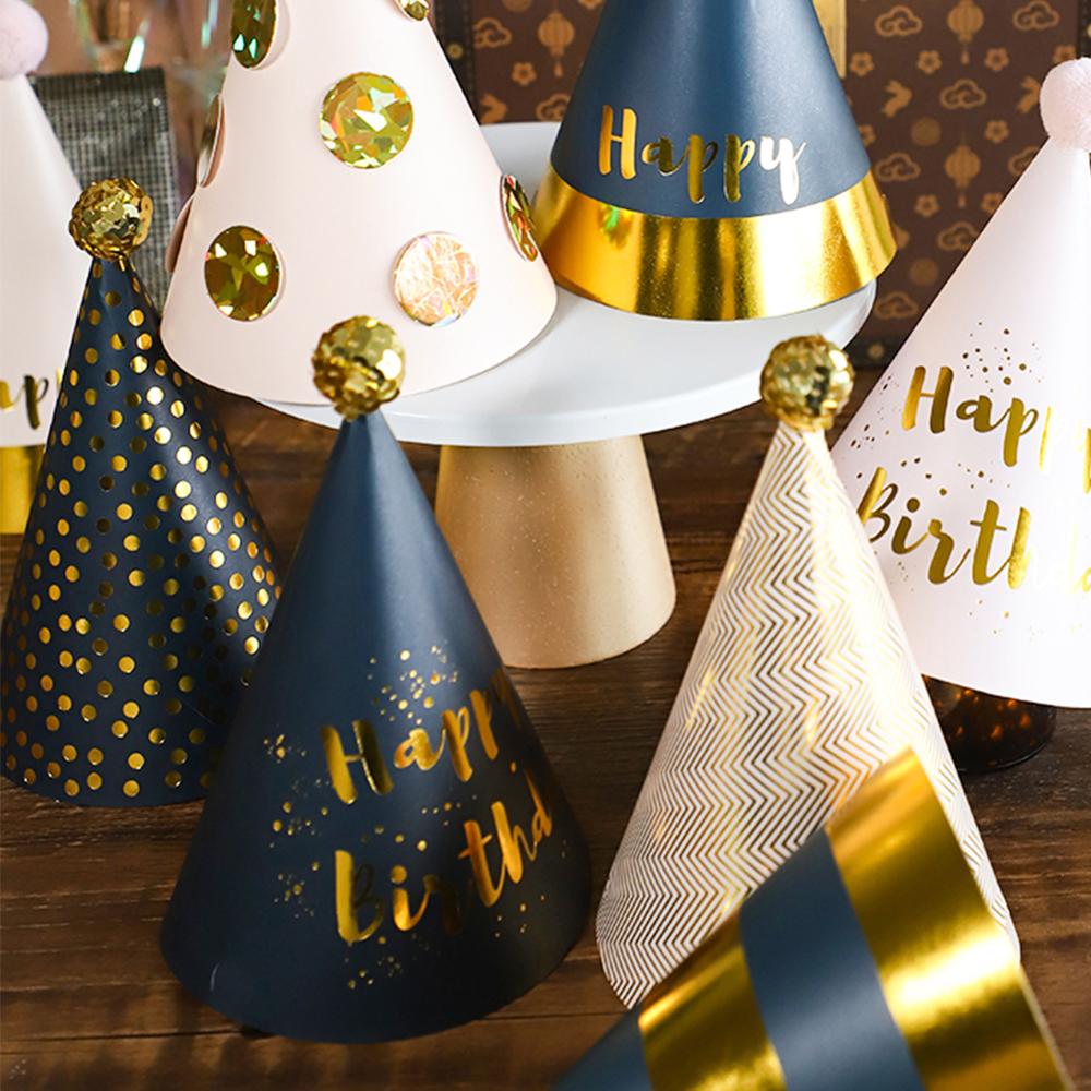 Festive Birthday Party Hats Polka Dot Stripe Birth... – Grandado