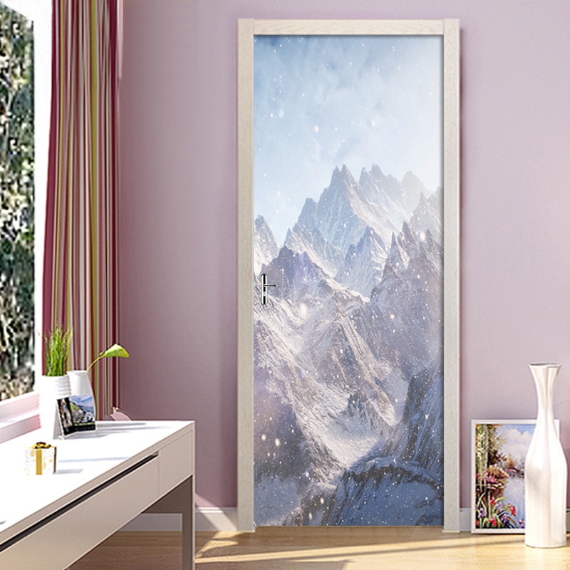 Snow Scene Door Sticker 95x215cm/Custom Size Self ... – Grandado