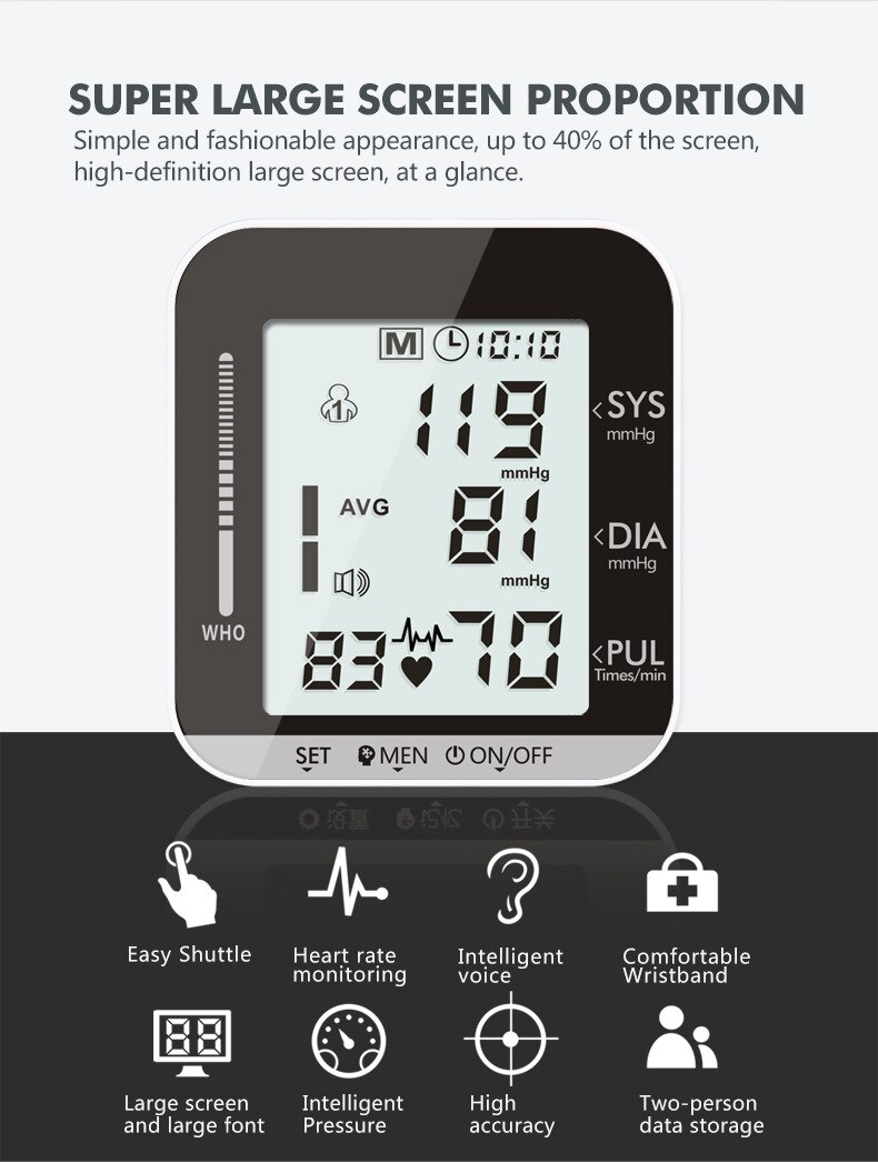 Electric Wrist Blood Pressure Monitor Portable ton... – Grandado