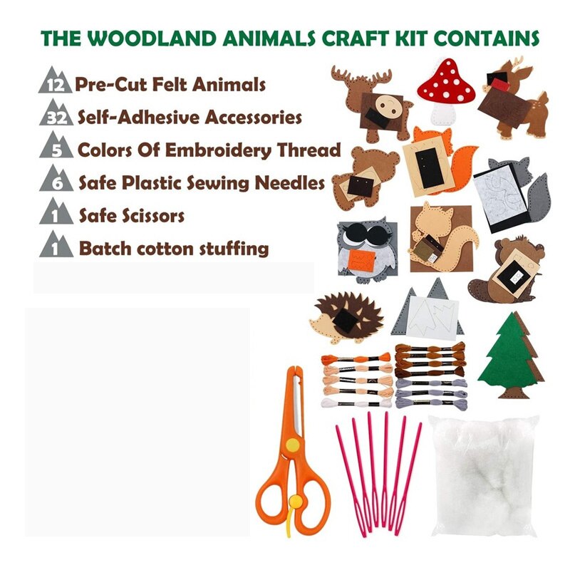 Animals Craft Kit Forest Creatures DIY Sewing Felt... – Grandado