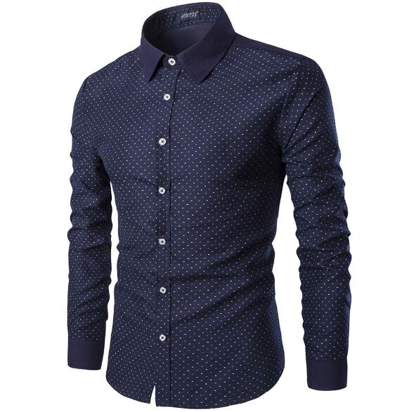 Spring Long Sleeve Men Dots Casual Shirt Cotton Di... – Vicedeal