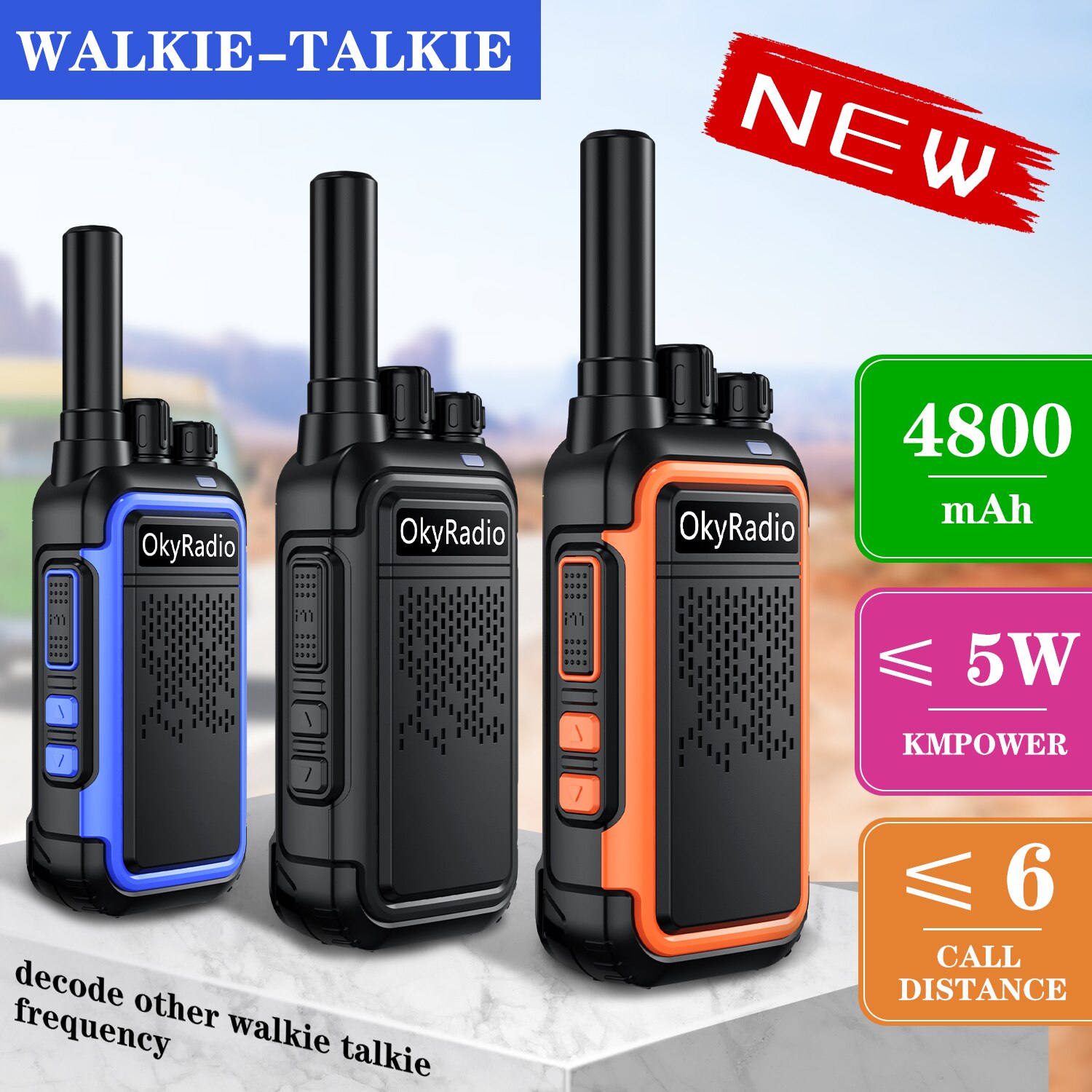 2022 6km Call Work Walkie-talkie 4800mAh 5w Power ... – Grandado