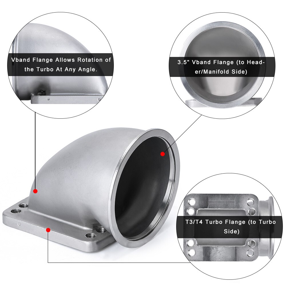 PQY - 3.5" Vband 90 Degree Cast Turbo Elbow A... – Vicedeal