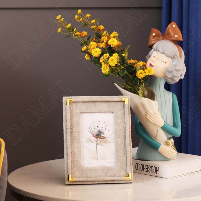 Modern Gold 7 Inch Leather Rectangle Photo Frame B... – Vicedeal