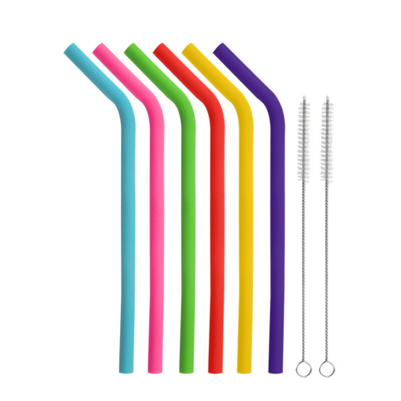 6 Pcs Silicone Drinking Straws Reusable Coffee Tea... – Grandado