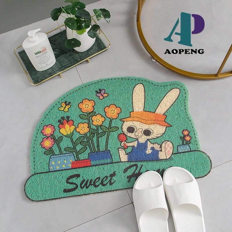 Foot Mat Plant Printing PVC Coil Door Mat Green Pl... – Grandado