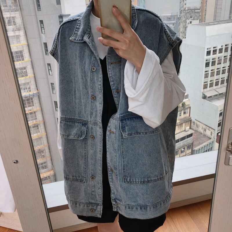 Casual Oversize loose jean vest coat women Basic c... – Grandado