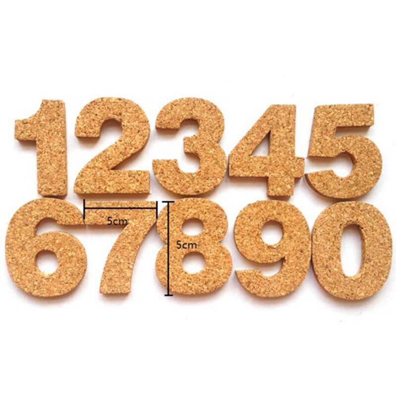 DIY Cork Wood 10 Number Sticker Set Self-stick Phe... – Grandado