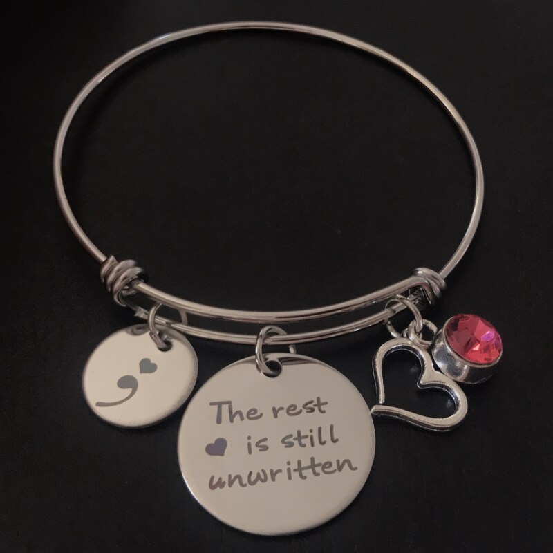 1PC Semicolon Jewelry Stainless Steel Bangle Brace... – Grandado