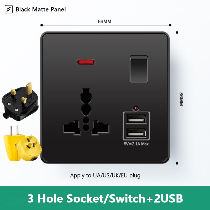 Atlectric Wall Socket With Switch Black/White/Gray... – Vicedeal