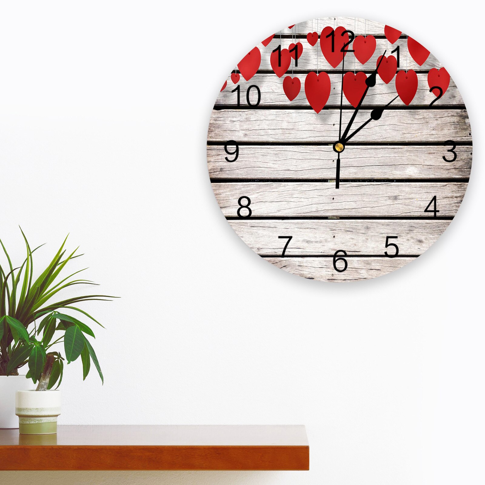 Red Love Heart Wooden Board Retro Style PVC Wall C... – Grandado