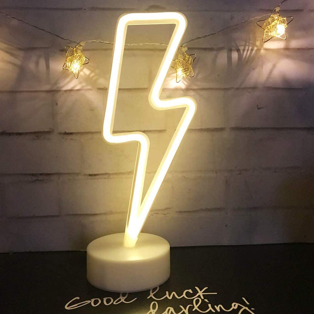 LED Neon Light Warm White Table Art Lightning Sign... – Grandado
