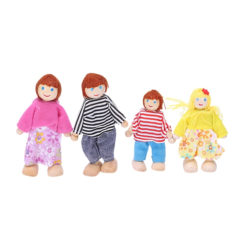 4x Wooden Dolls House Set Dolls Family Set For Kid... – Grandado