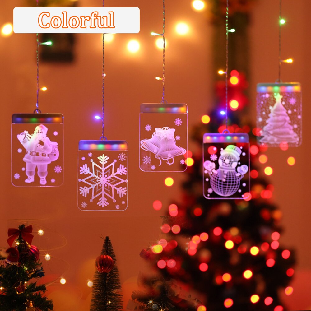USB Lichter LED 3D Vorhang Licht Santa Claus Glock... – Grandado