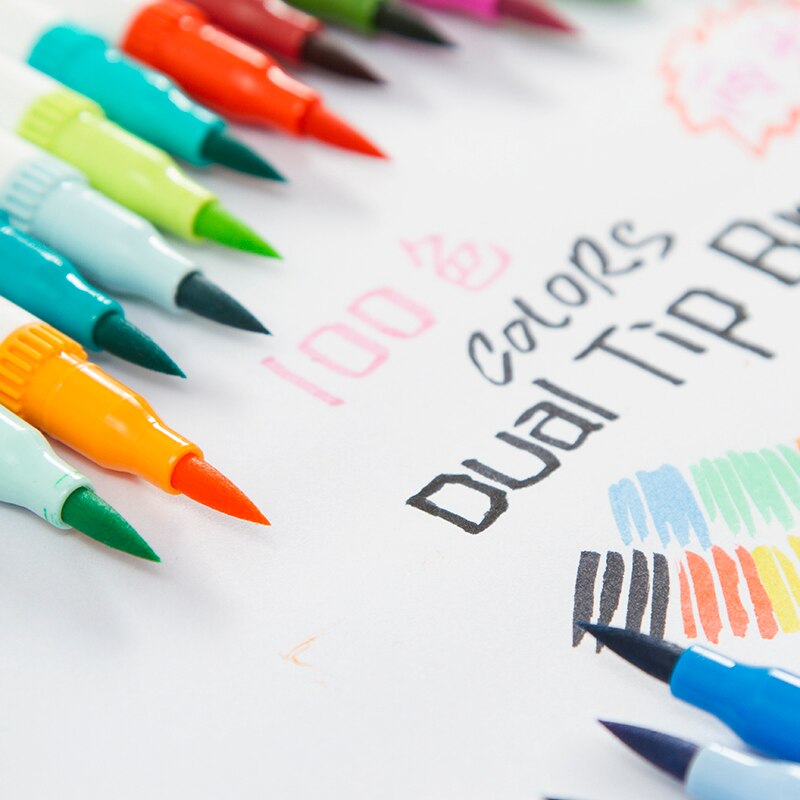 100 Colors Art Markers Dual Tips Coloring Brush Fi... – Grandado