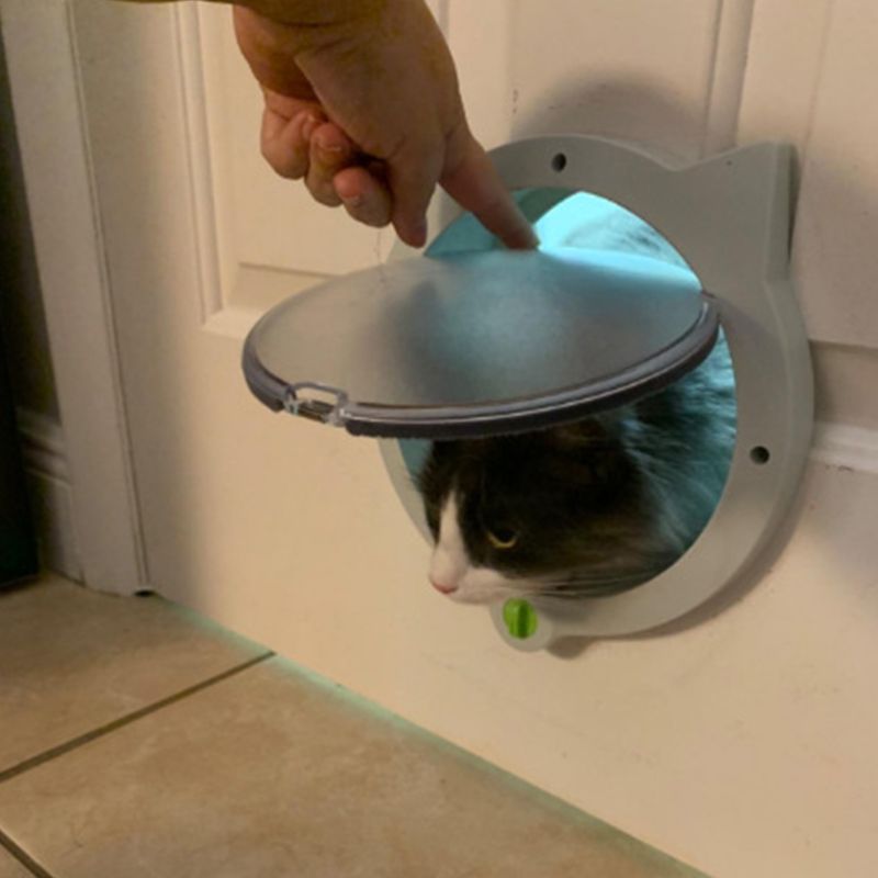 Small Round Cat Door with 4-way Lock Pet Plastic W... – Grandado