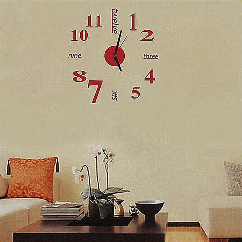 3D Wall Clock Mirror Wall Stickers Removable 4 Col... – Grandado