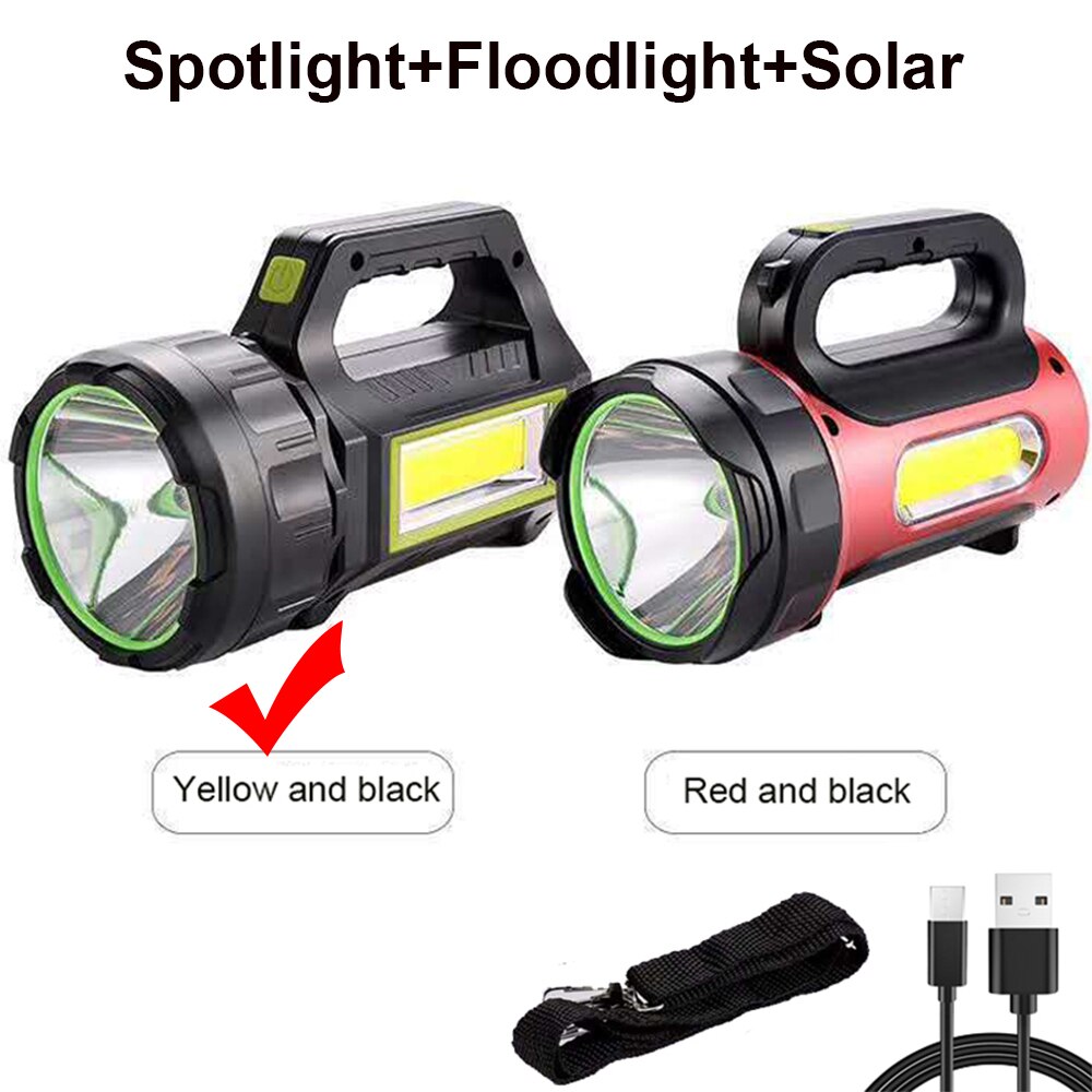300W Handheld Spotlight Draagbare Zoeklicht Solar/... – Grandado