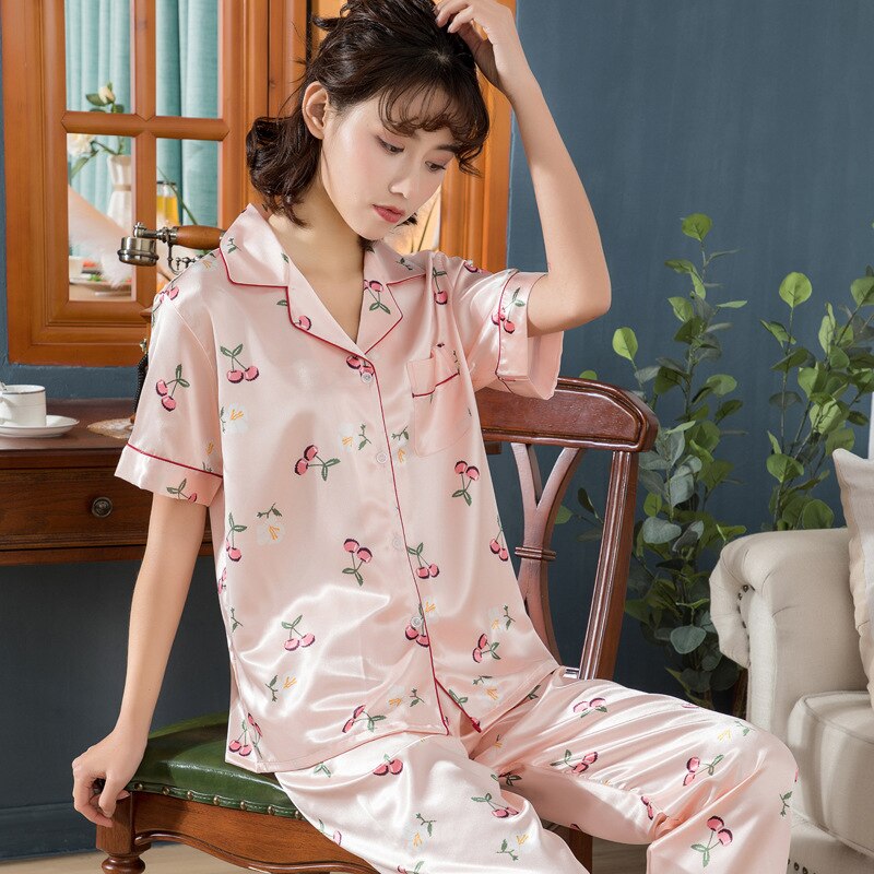 2 Piece Set Women Night Wear Set Silk Robe For Wom... – Grandado