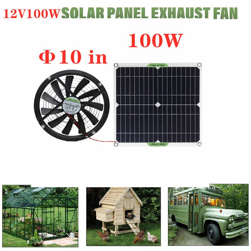 Portable 100W Outdoor Solar Exhaust Fan Air Extrac... – Grandado