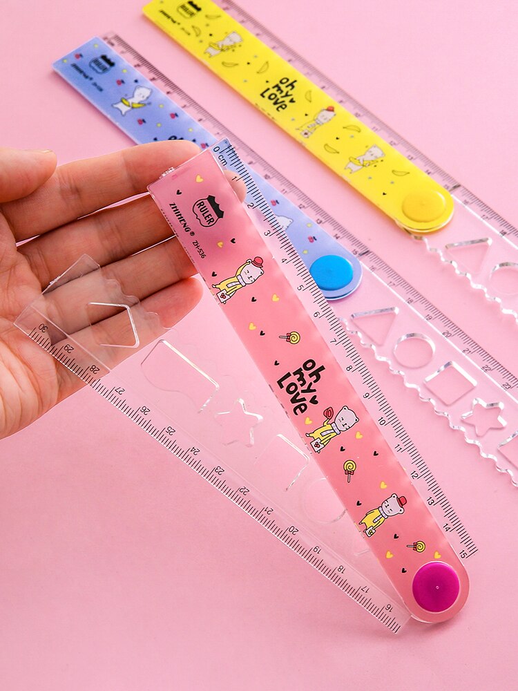 12 Pcs/lot Transparent Plastic Cartoon Ruler Stude... – Grandado