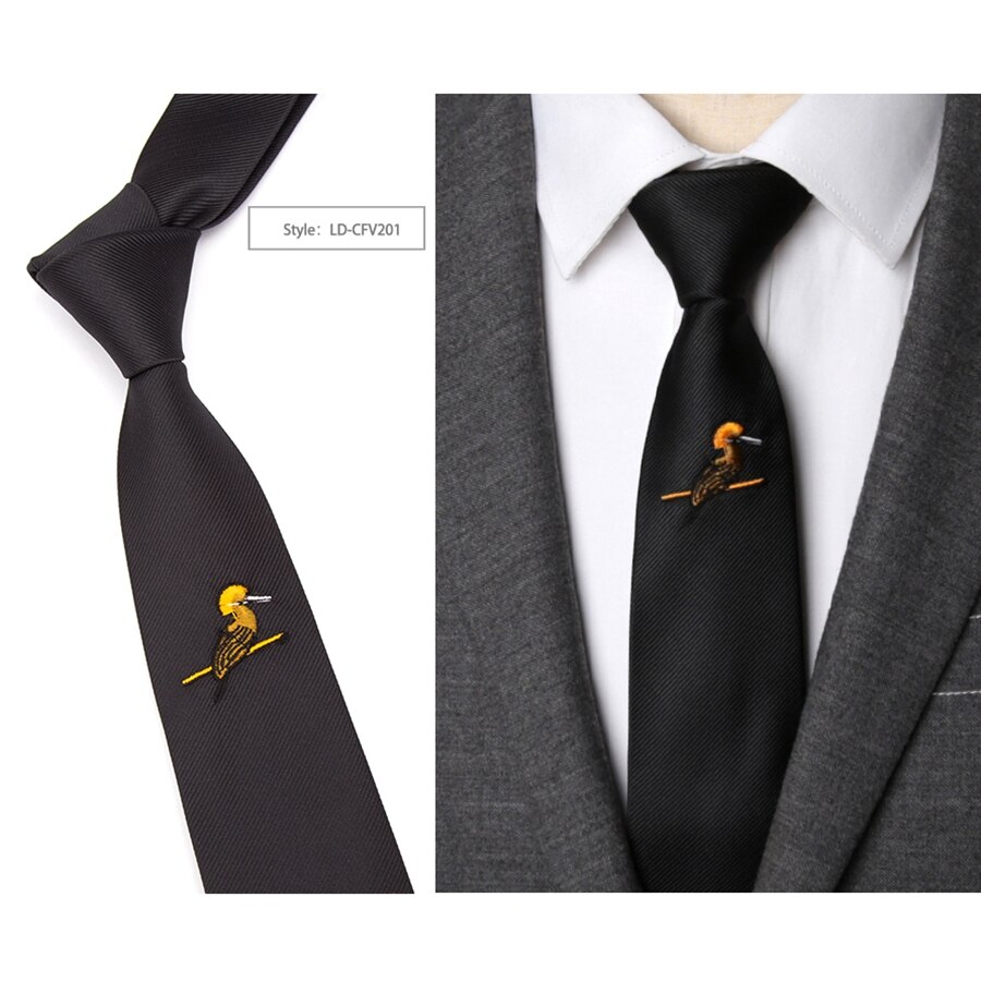 Men Tie Black Animal Embroidered Ties for Men Slim... – Vicedeal