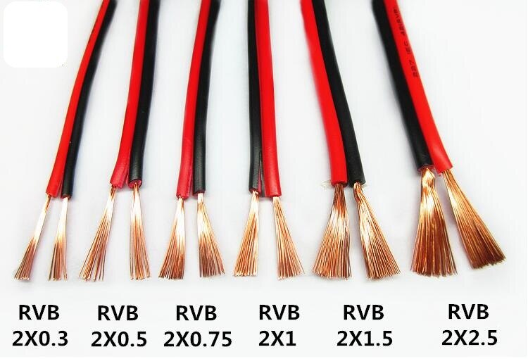 Red black Copper Wire 2X1.5 LED Strip Monitor Powe... – Grandado