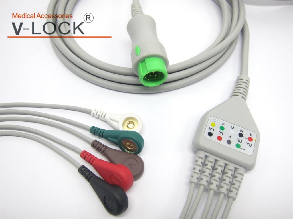 One-piece ECG cable and leadwires 3leads 5 leads s... – Grandado