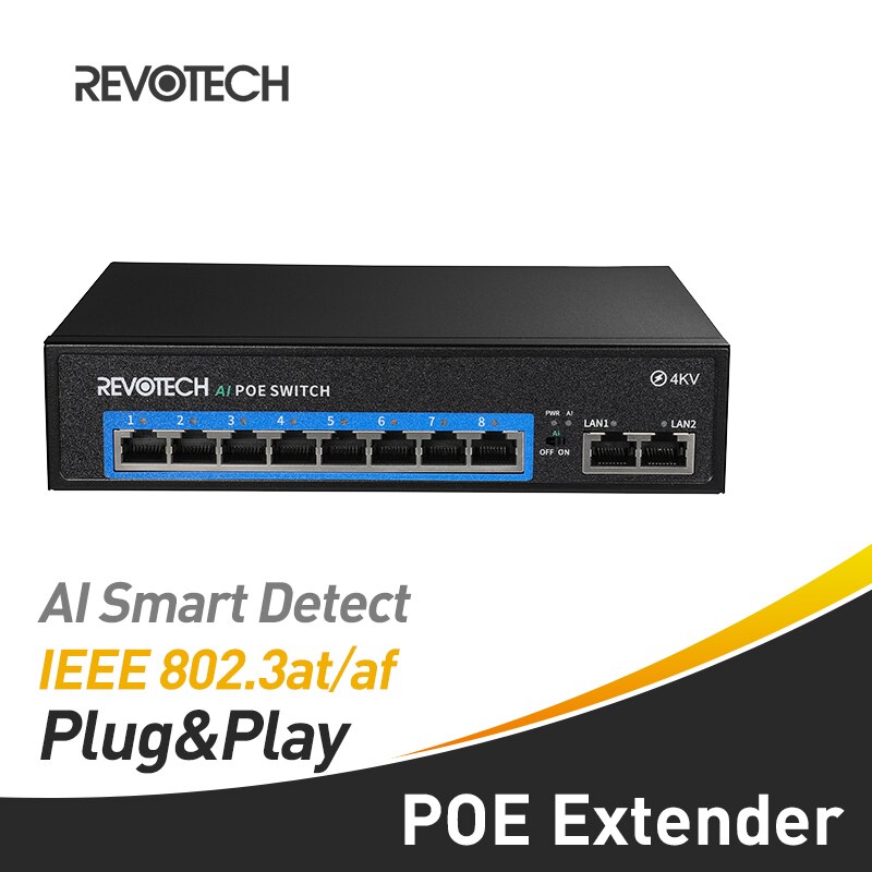 POE Switch with 8+2 Port IEEE 802.3af/at 48V Power... – Grandado