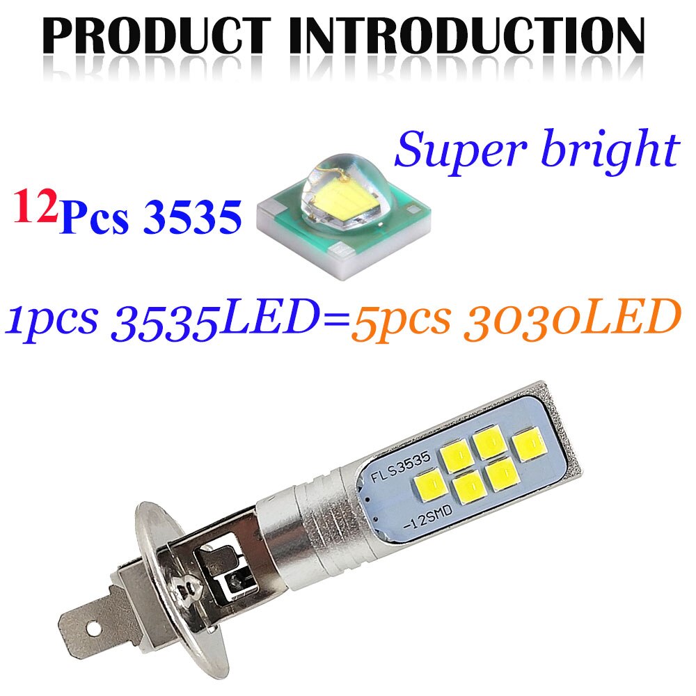 2Stck H1 H3 LED-lampe Super Helle 12Stck 3535SMD A... – Grandado