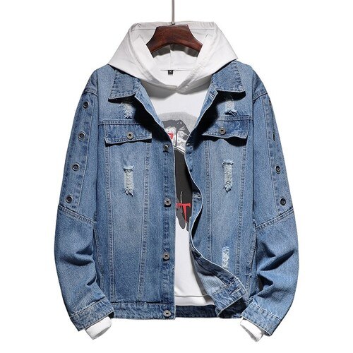 Denim Jacket Men Vintage Jean Coats Streetwear Jea... – Grandado
