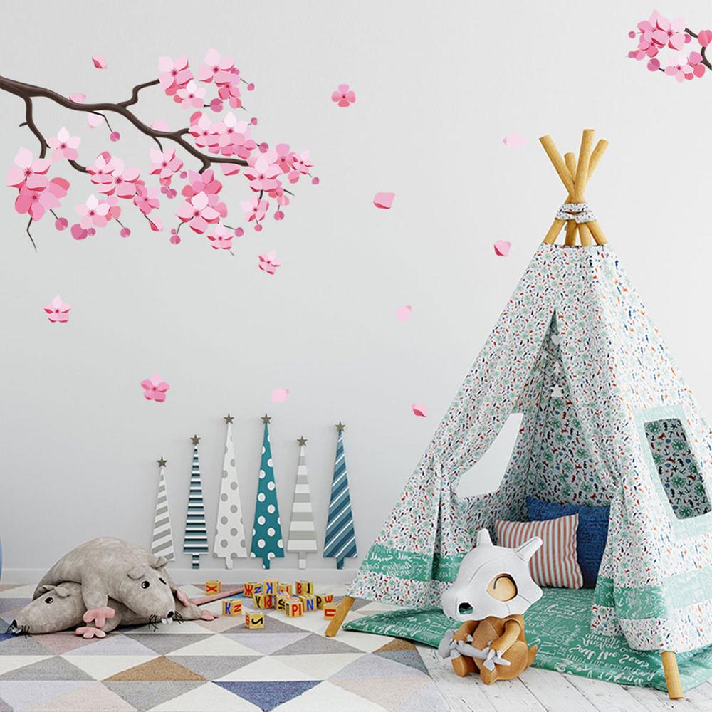 Pink plum blossoms wall sticker living room bedroo... – Grandado