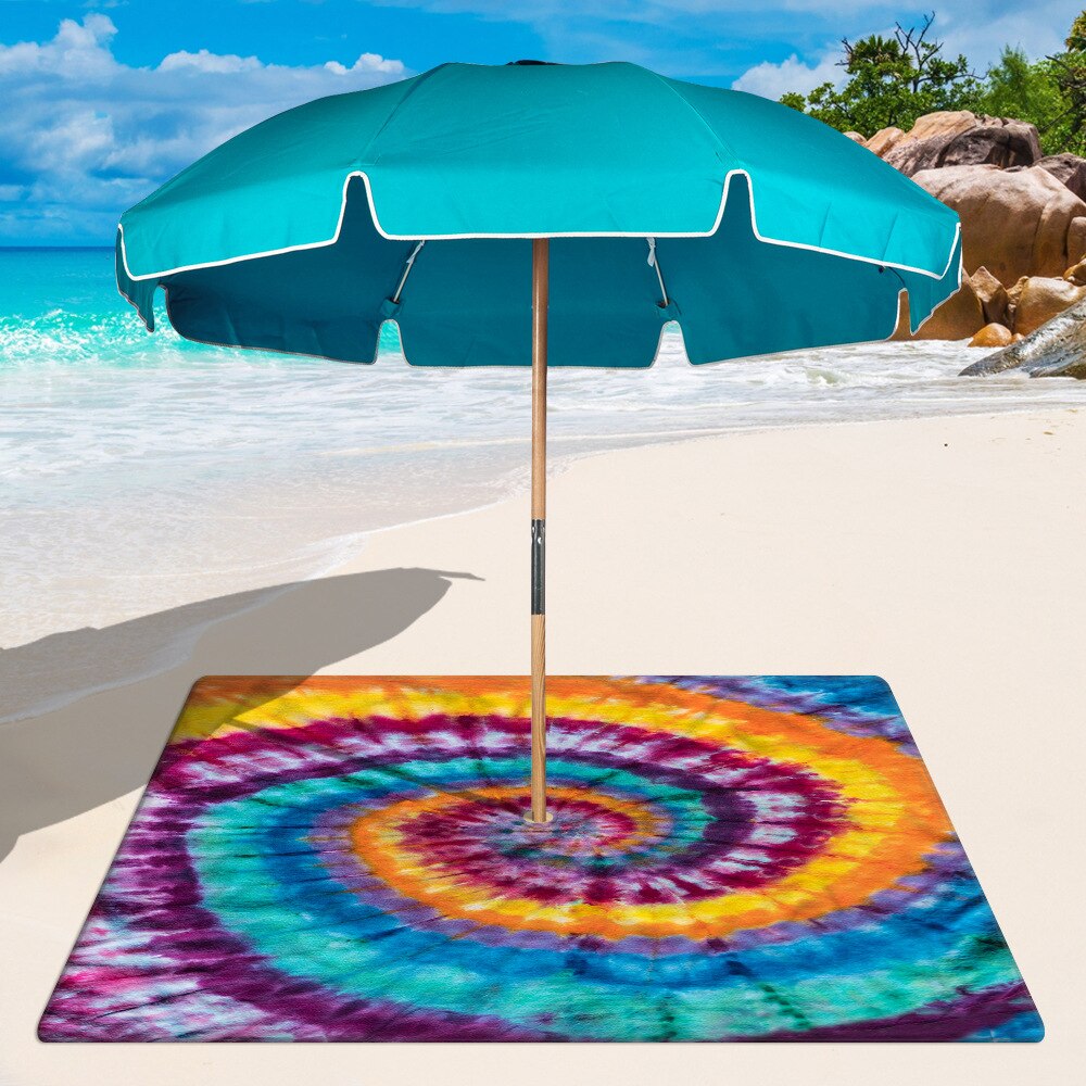 Band Tie Dye Square Beach Mat with 8CM Hole for Be... – Vicedeal