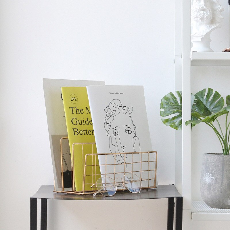 Vintage Wrought Iron Desktop Storage Rack Magazine... – Grandado