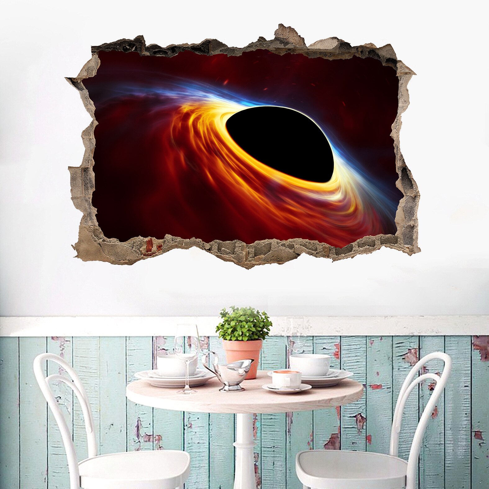 3D Sticker Broken Wall Black Hole Element Wall Sti... – Vicedeal