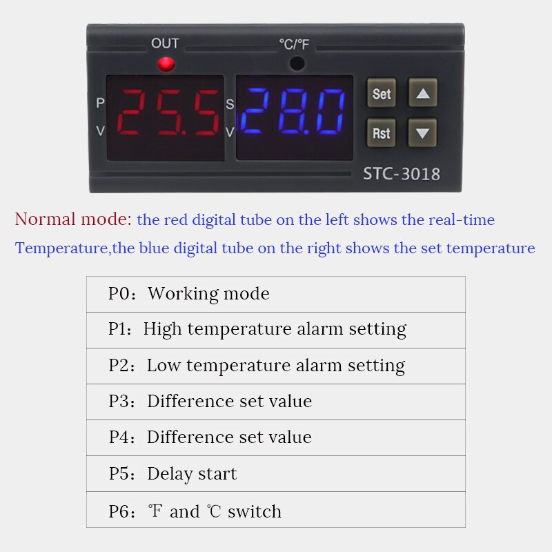 Dual Digital Temperature Controller STC-3018 12V 2... – Vicedeal